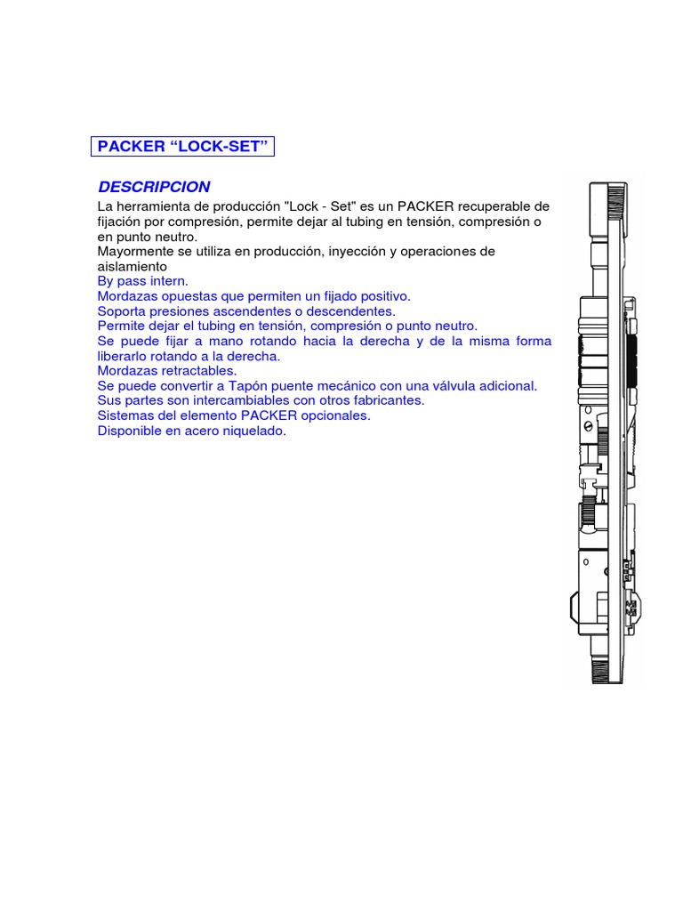 Packer Lock-Set: Herramienta de Producción | PDF | Hogar, jardinería y ...