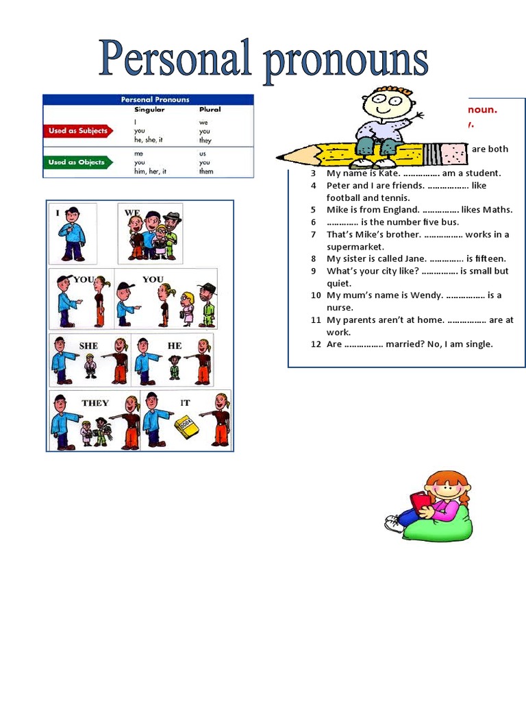 Write The Correct Personal Pronoun. Use I, You, He, She, It, We, They | PDF