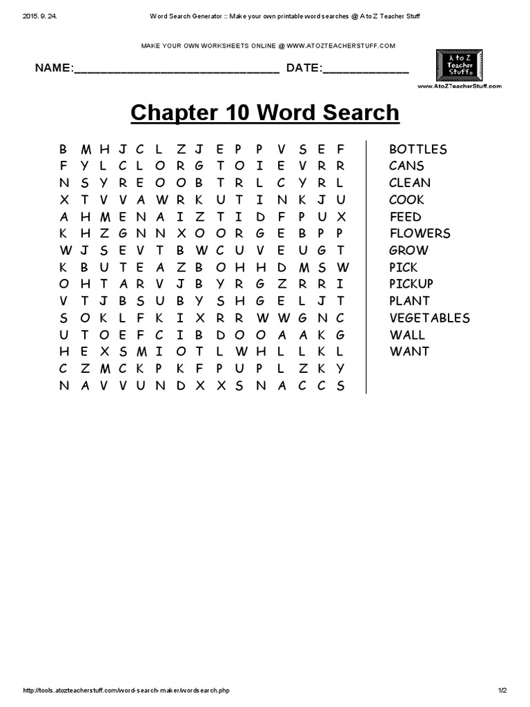 Chapter 10 Word Search: NAME: - DATE | PDF | Plants | Vegetables