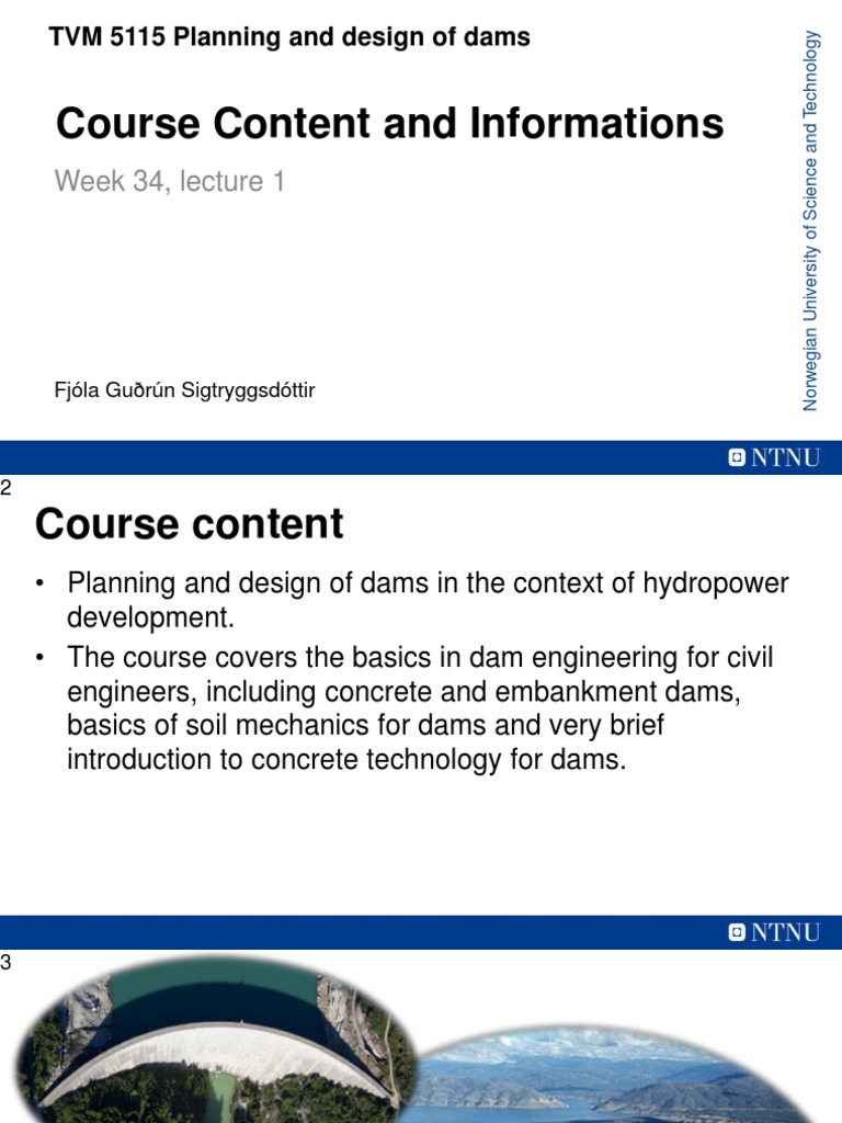 Planning and Design of Dams, Week 1 Course Content and Informations ...