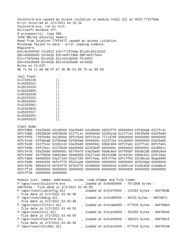 3-2-2021 04 16 34 ErrorLog | PDF | Software Development | X86 Architecture