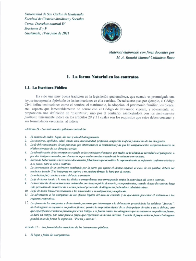 La Forma Notarial en Los Contratos | PDF