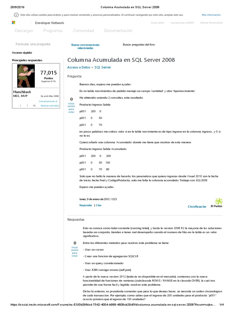 Columna Acumulada en SQL Server 2008 | PDF | SQL | Servidor SQL de Microsoft
