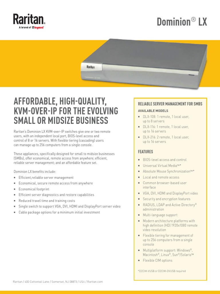Dominion LX: Affordable, High-Quality, Kvm-Over-Ip For The Evolving Small or Midsize Business ...