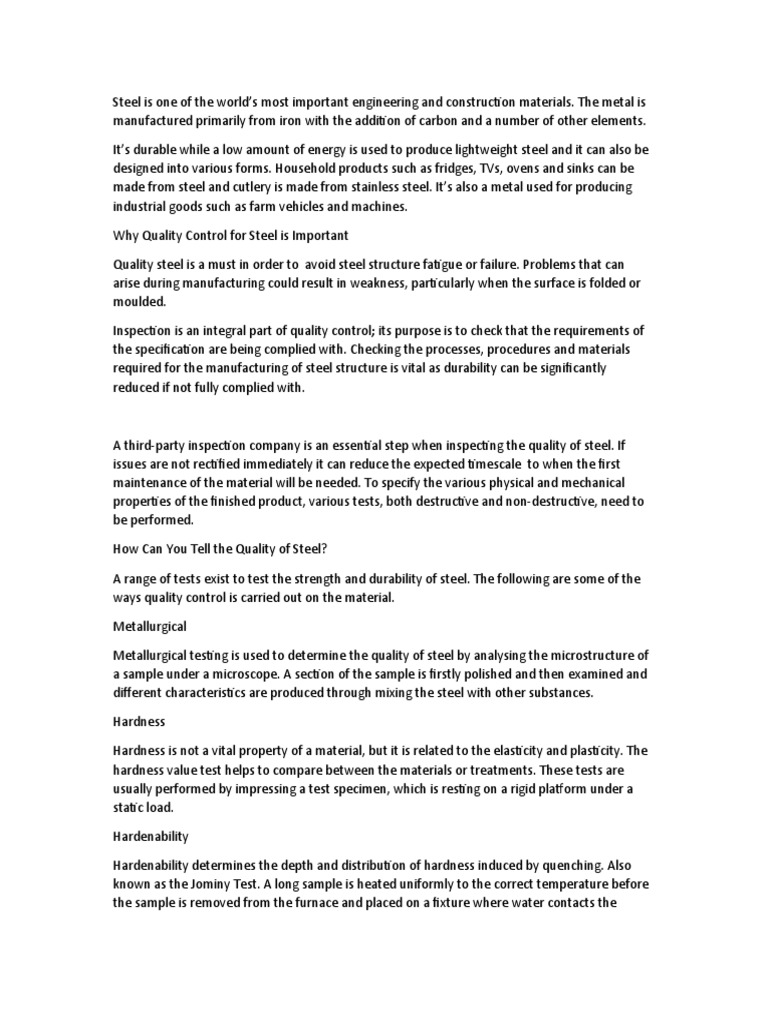 Steel Quality Control | PDF | Ultimate Tensile Strength | Deformation ...