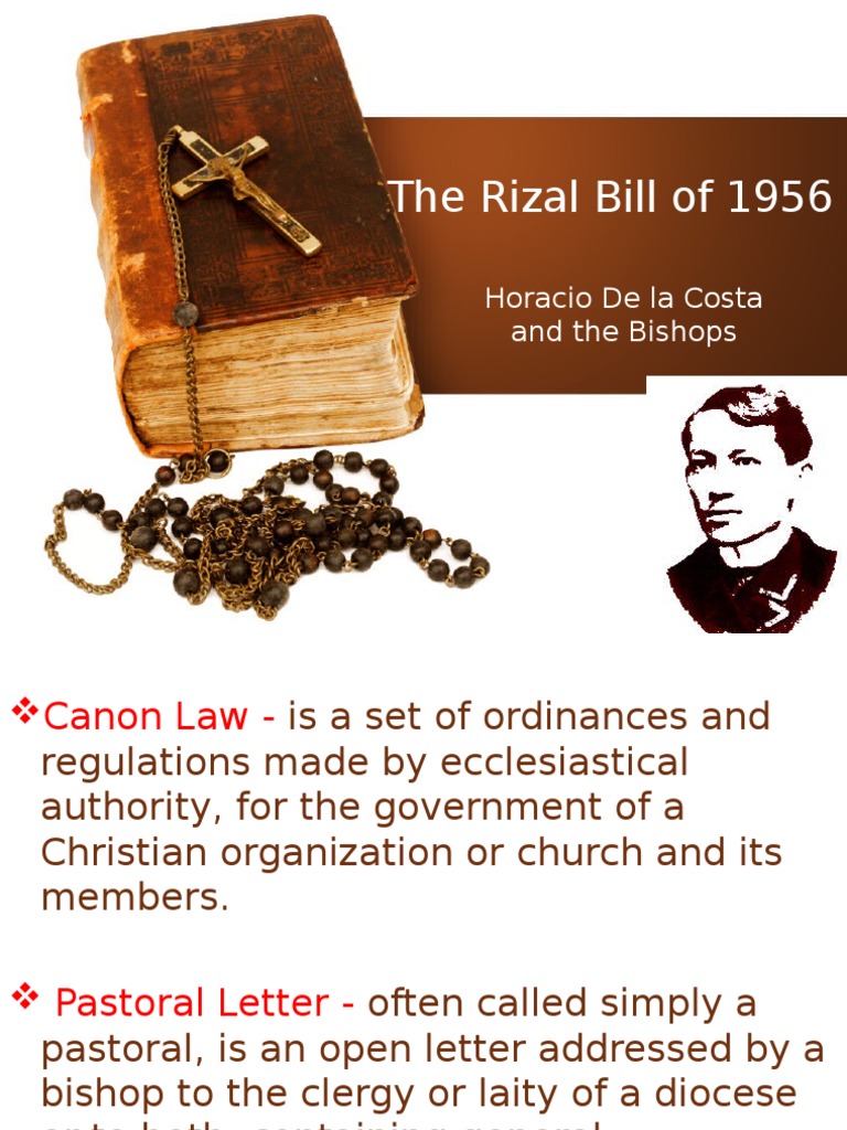 The Rizal Bill of 1956: Horacio de La Costa and The Bishops | PDF