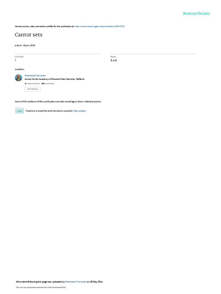 Cantor Sets | PDF | Interval (Mathematics) | Fractal