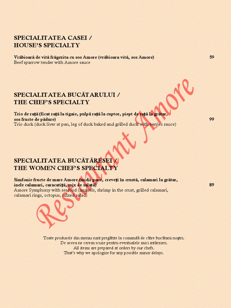 A Culinary Exploration: An Extensive Menu from a Romanian Restaurant ...