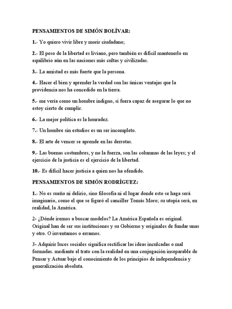 Pensamientos de Simón Bolívar y Simon Rodriguez | PDF | Justicia | Crimen y violencia