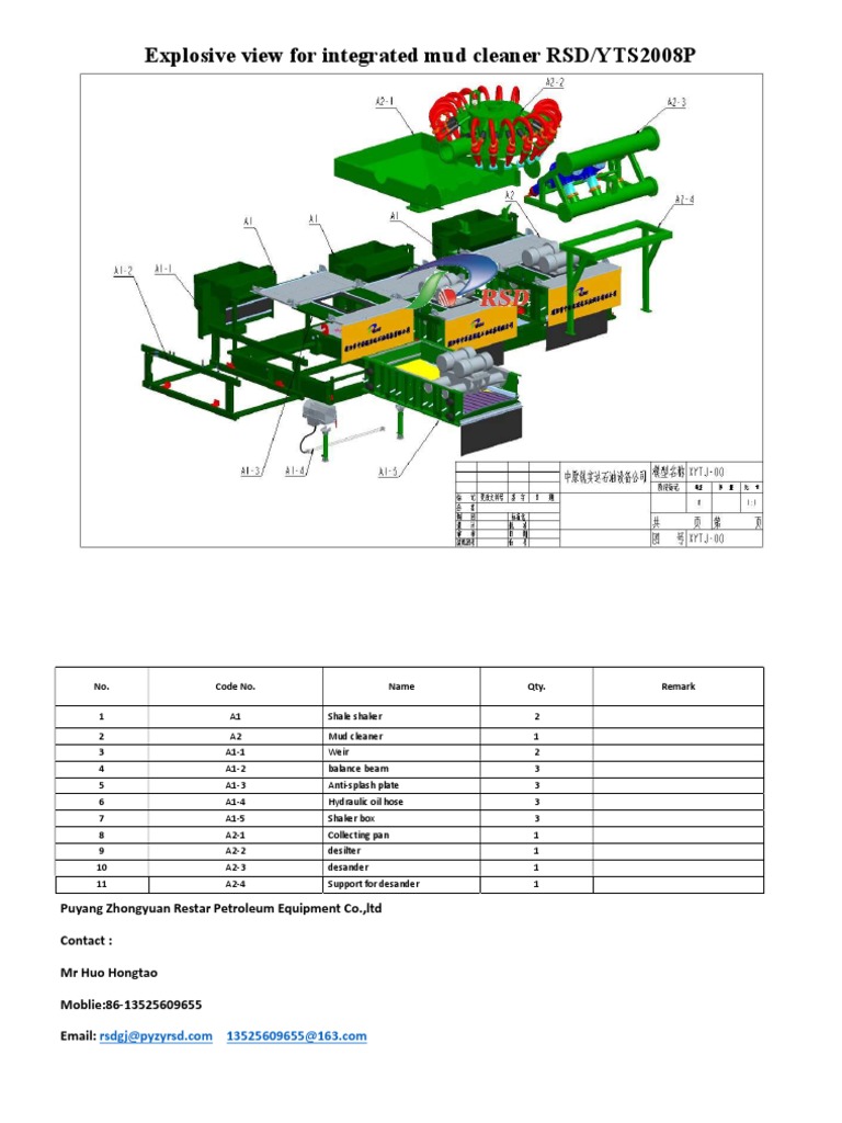 RSD Mud Cleaner and Shale Shakers Parts Drawing | Download Free PDF ...
