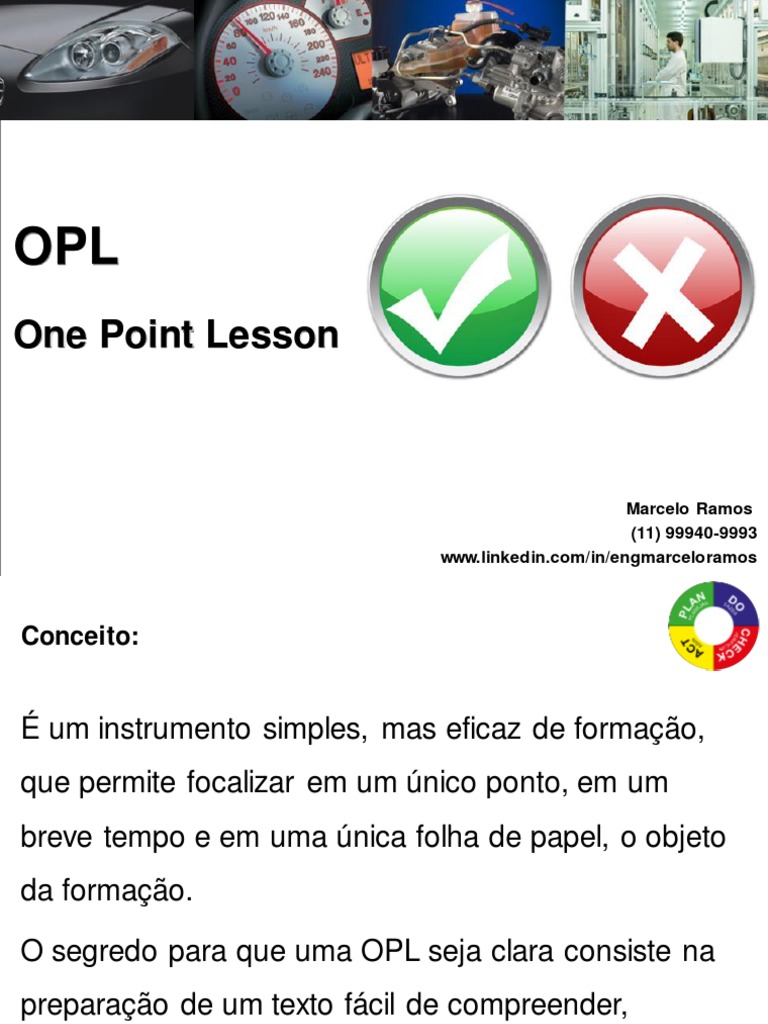 One Point Lesson - OPL guia rápido | PDF