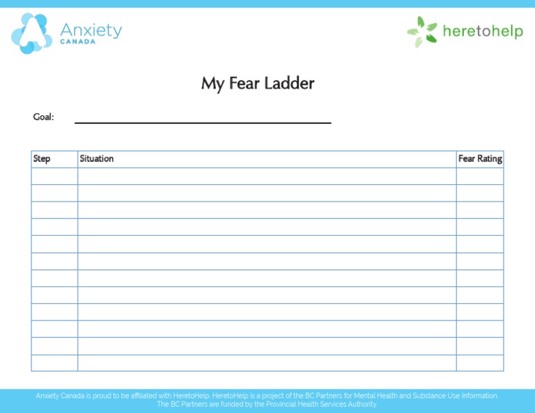 My Fear Ladder for Anxiety Management | PDF