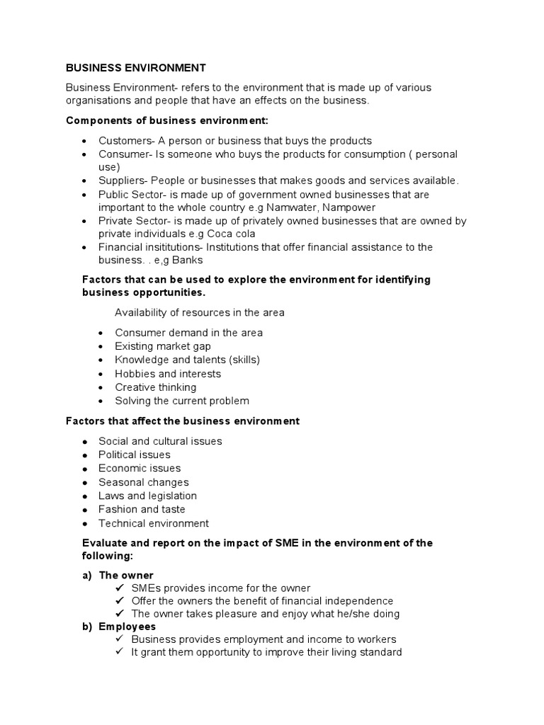 Understanding Business Environment Factors | PDF | Small And Medium ...