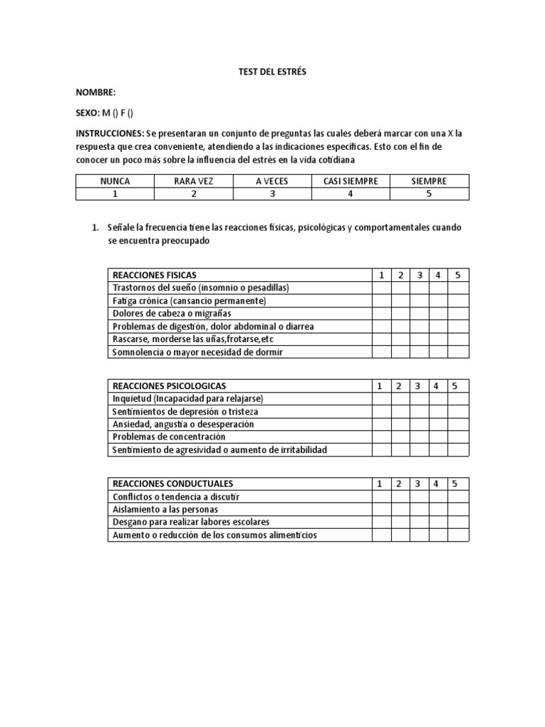Test Del Estrés | PDF
