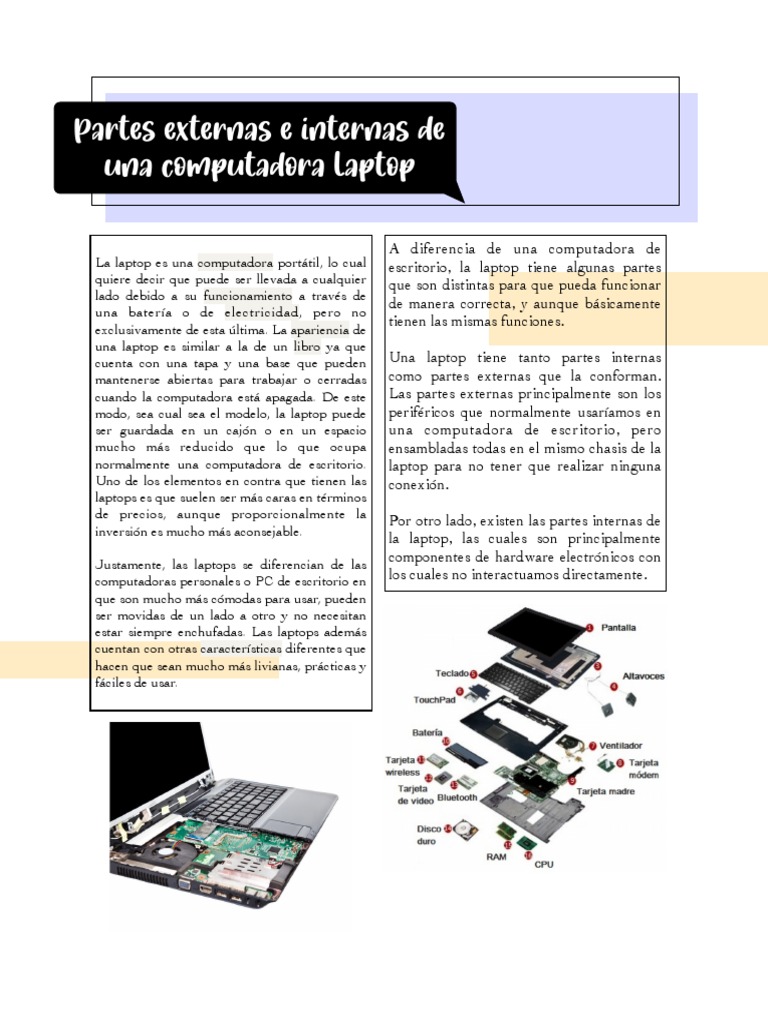 Partes Externas e Internas de Una Laptop, Yeimy Gonzalez | PDF ...
