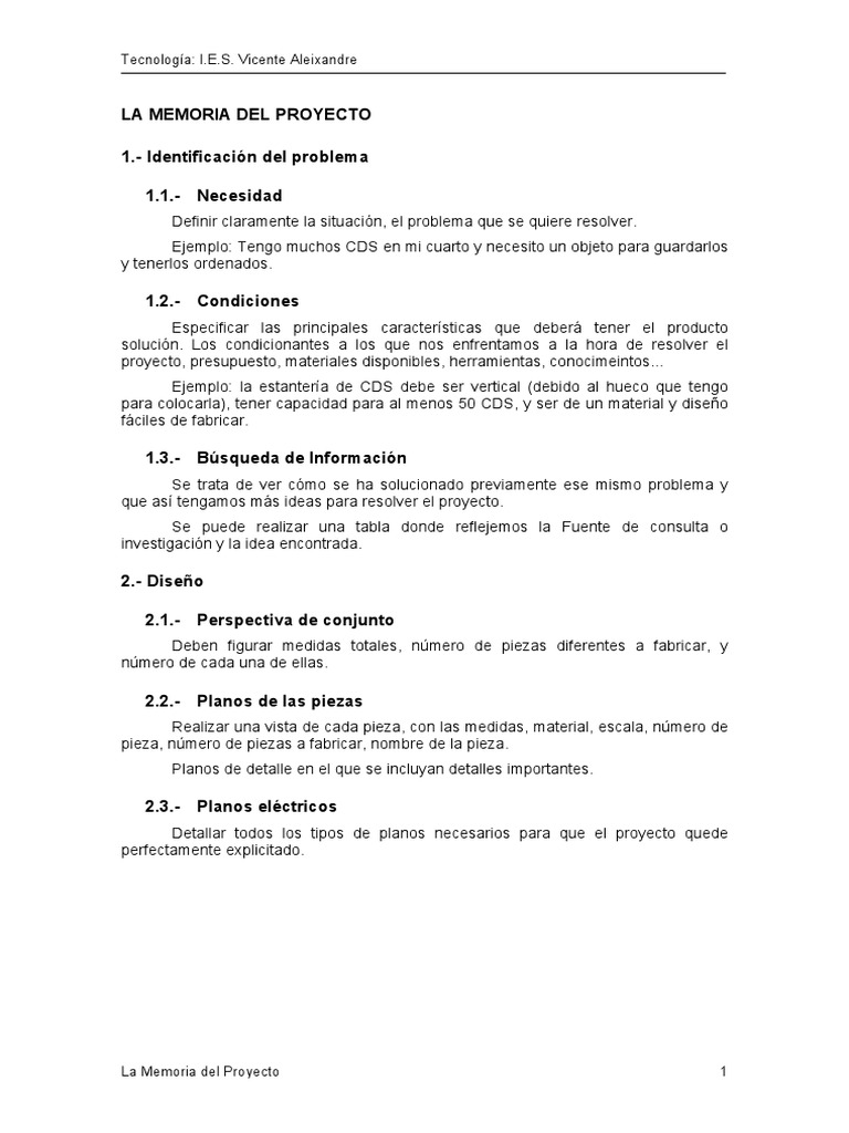 Memoria de Proyecto Tecnológico Escolar | PDF | Diseño | Presupuesto