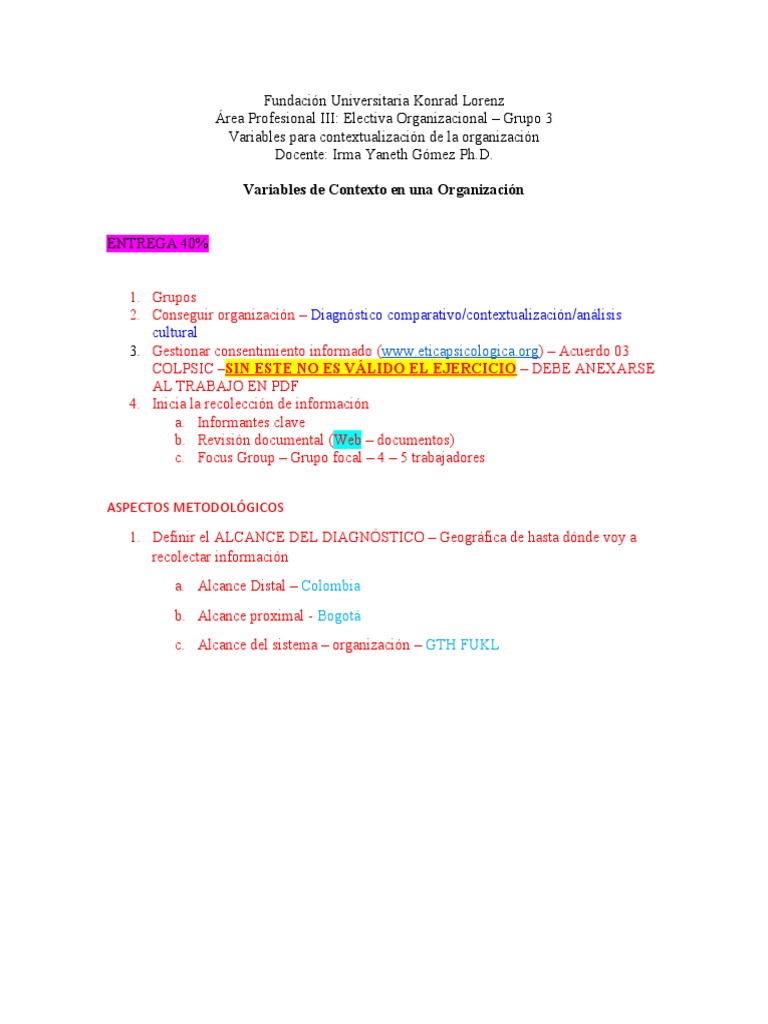 VARIABLES DE CONTEXTO EN UNA ORGANIZACIÓN USB Julio de 2021 | PDF ...