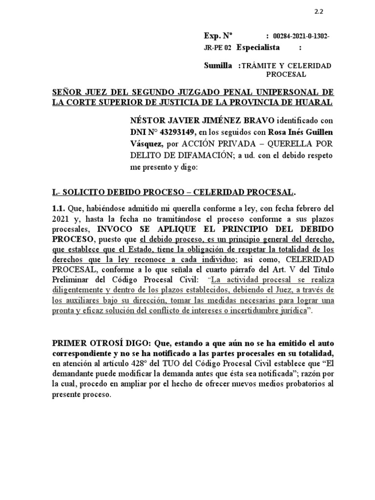 Celeridad Procesal | PDF | Ley procesal | Queja