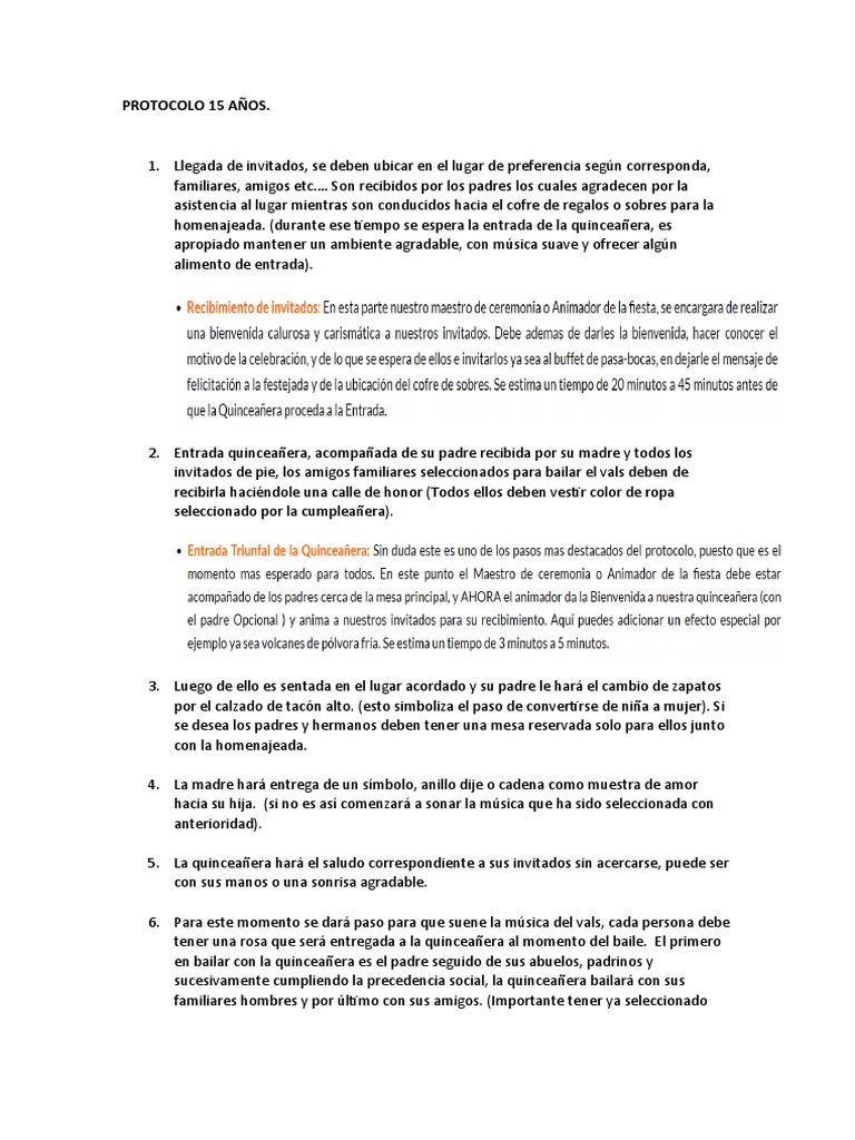Protocolo 15 Años | PDF