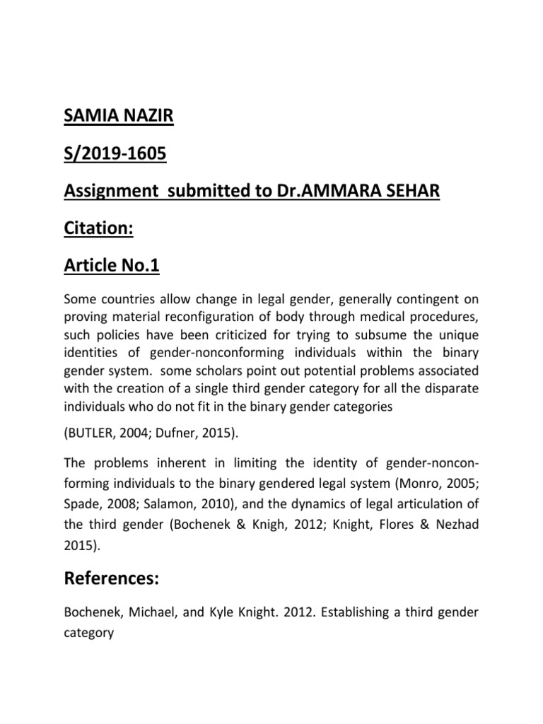 Samia Nazir S/2019-1605 Assignment Submitted To DR - AMMARA SEHAR Citation: Article No.1 | PDF ...