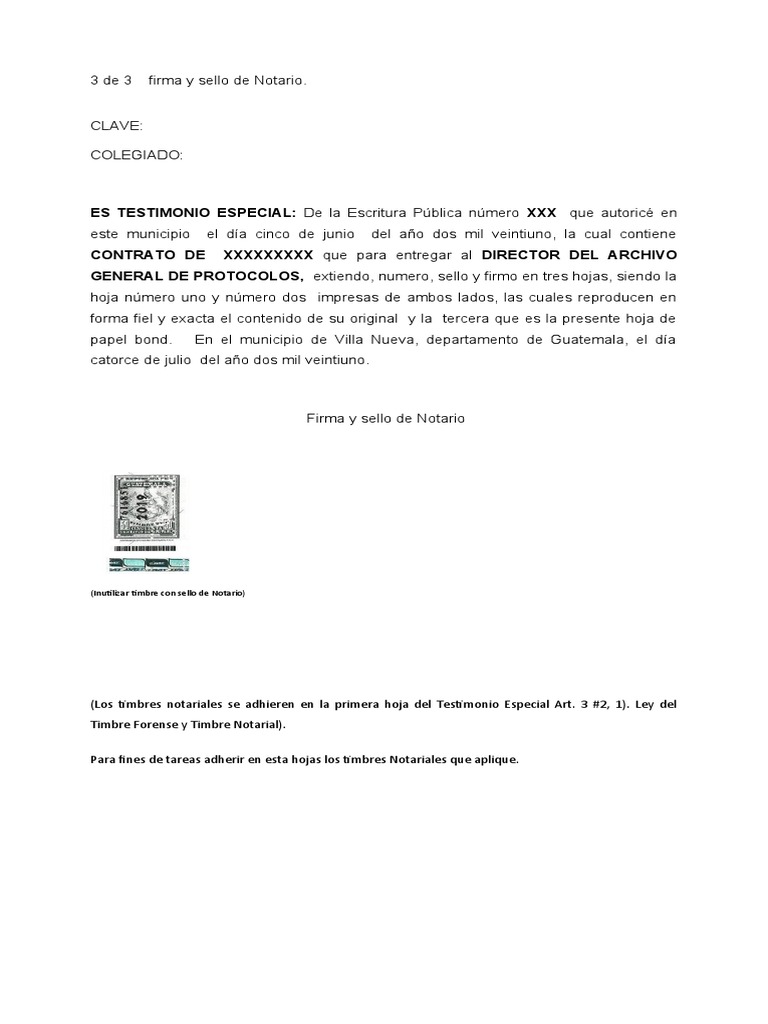 MODELO DE RAZÓN de Testimonio Especial | PDF MODELO DE RAZÓN de Testimonio Especial | PDF