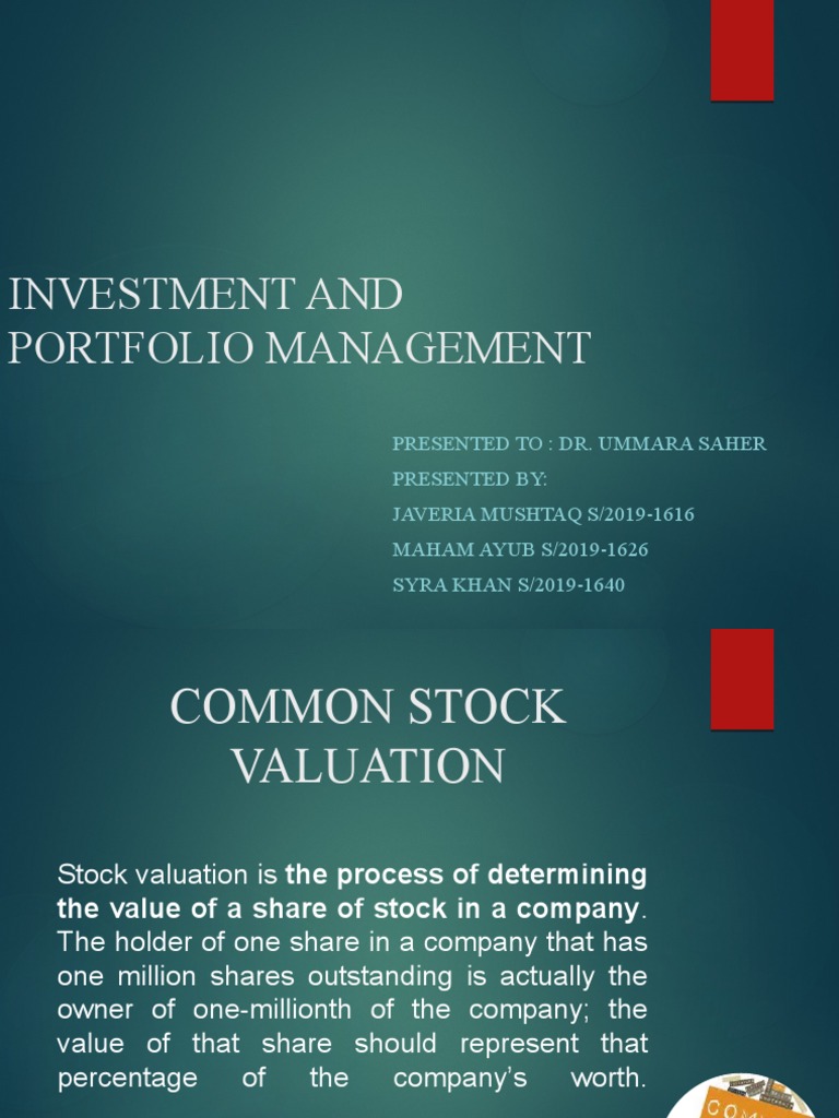 Common Stock Valuation | PDF | Free Cash Flow | Price–Earnings Ratio