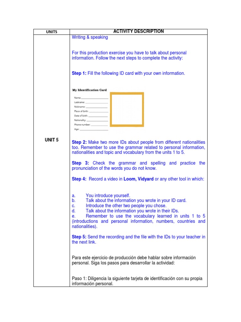 Production Activity Unit 5 | PDF | Juegos y actividades