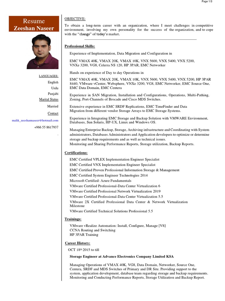 Resume Zeeshan | PDF | Computer Data Storage | Backup