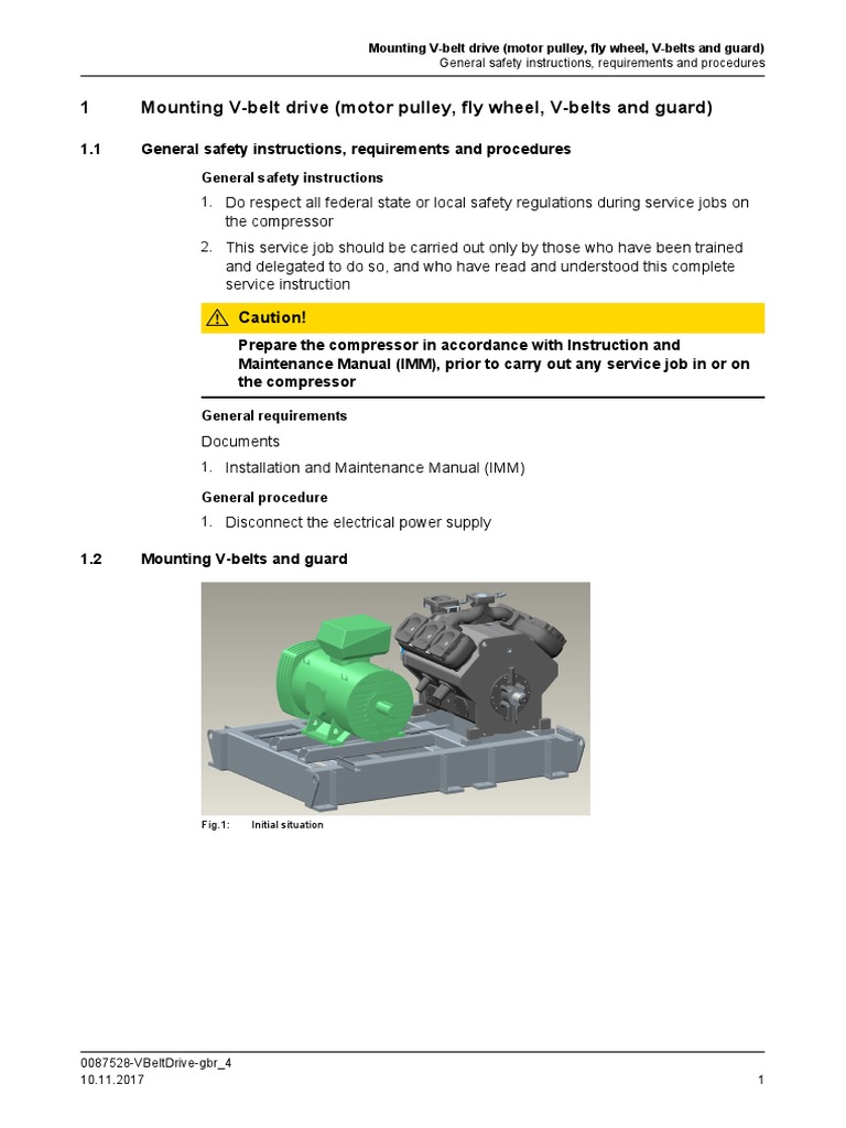 1 Mounting V-Belt Drive (Motor Pulley, Fly Wheel, V-Belts and Guard ...