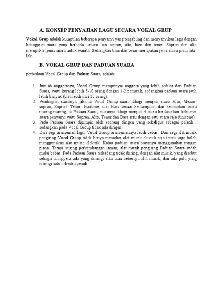 Penyajian Lagu Secara Vokal Grup (SBK IX) | PDF | Seni