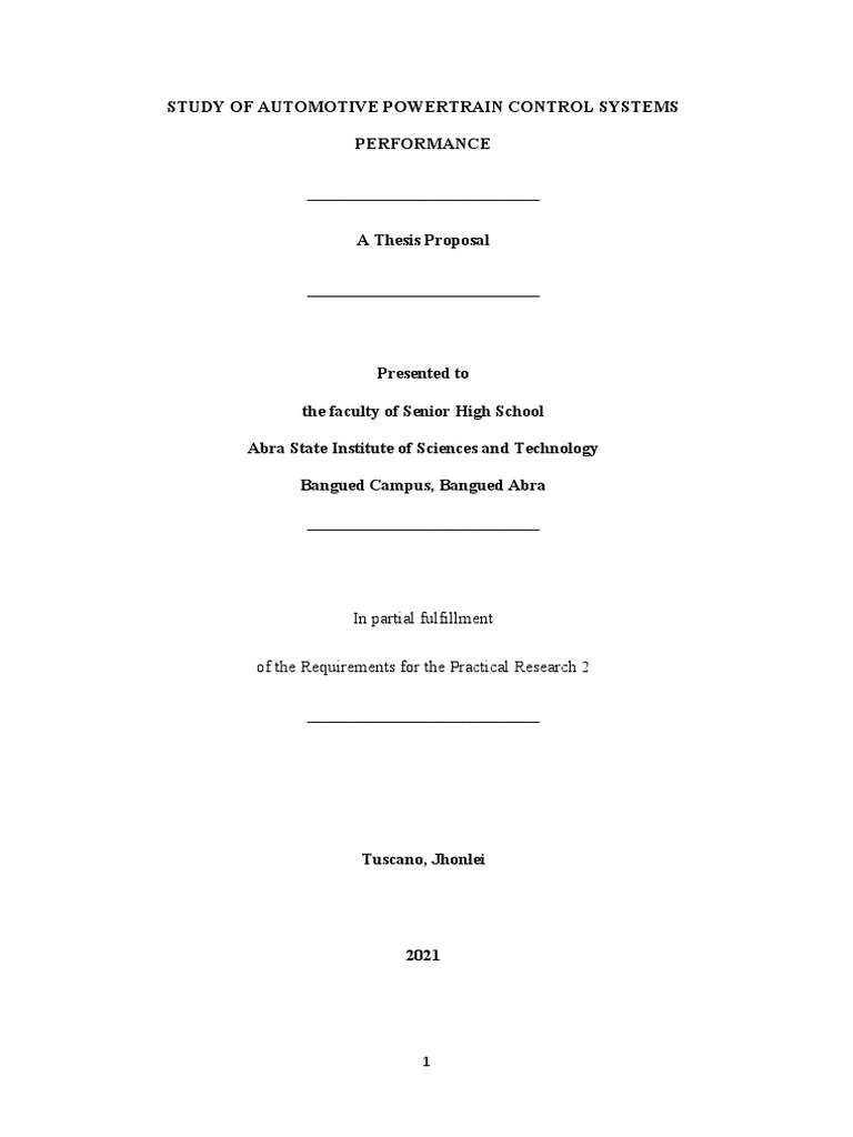 STUDY of Automotive Powertrain Control Systems Performance | PDF ...