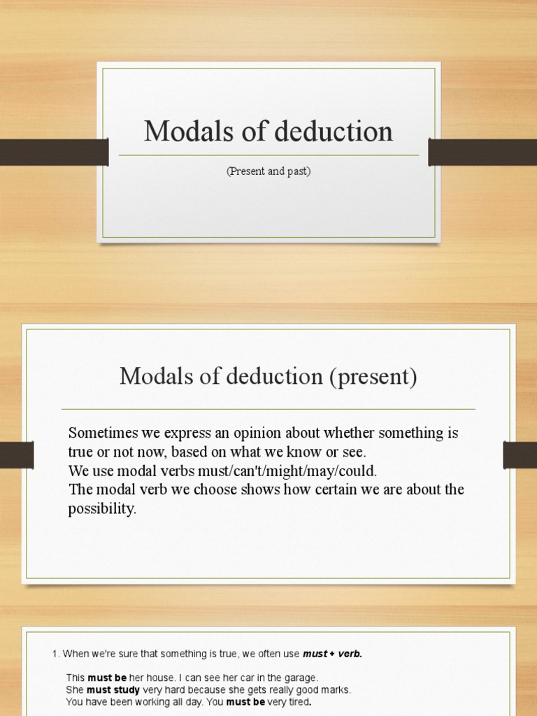 Modals of Deduction (Present and Past) | PDF | Verb | Linguistic Typology