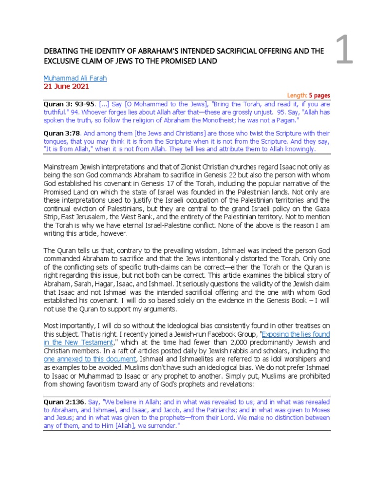 DEBATING THE IDENTITY OF ABRAHAM - Ishmael and Isaac | PDF | Ishmael ...