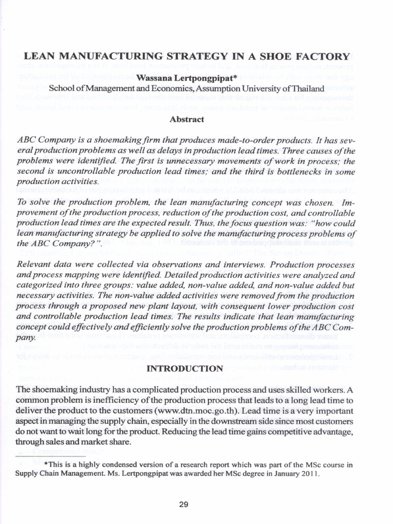 Lean Manufacturing Strategy in A Shoe Factory | PDF