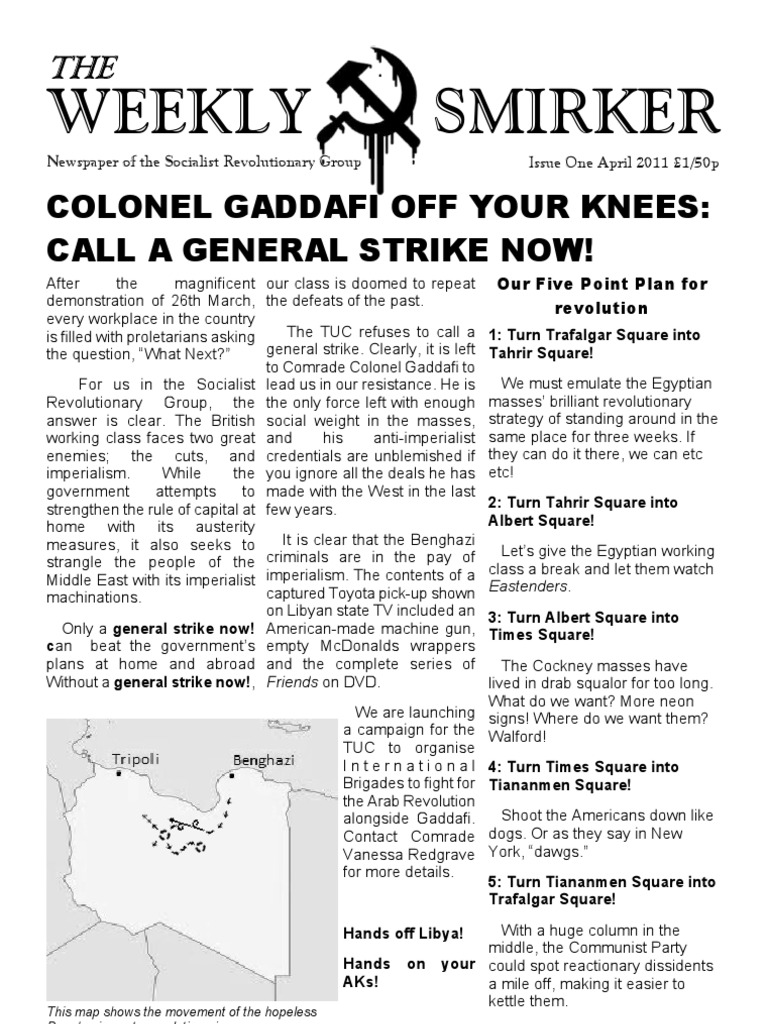 Weekly Smirker Issue 1 | PDF | Muammar Gaddafi | Ideologies