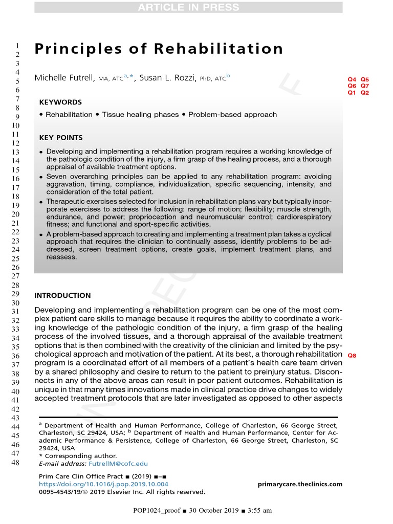 Key Principles of Rehabilitation Programs | PDF | Healing | Physical ...