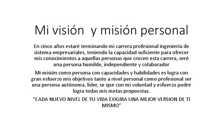 Mi Visión y Misión Personal | PDF