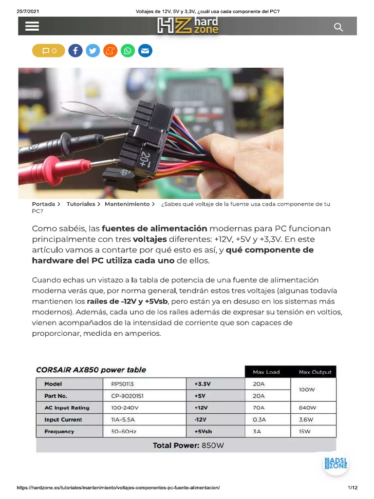 Voltajes Que Usa La PC y Sus Usos... | PDF