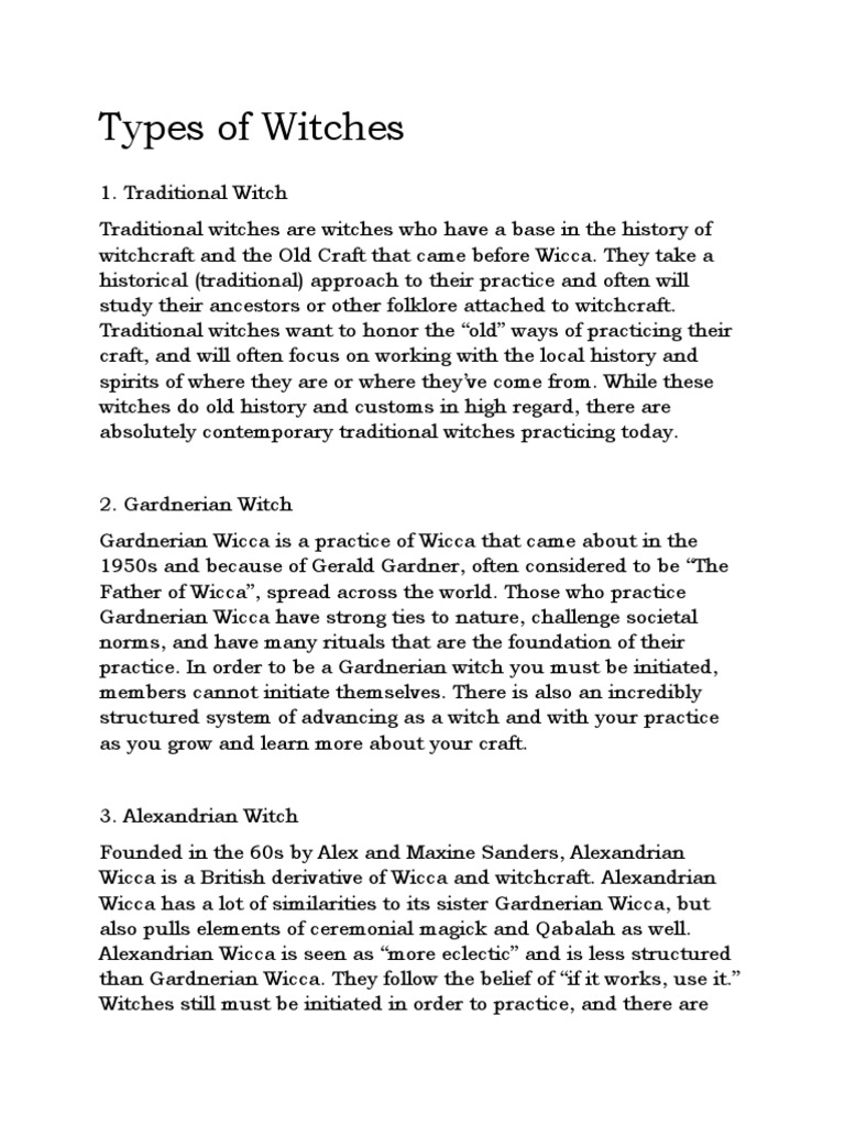 Types of Witches | PDF | Wicca | Witchcraft