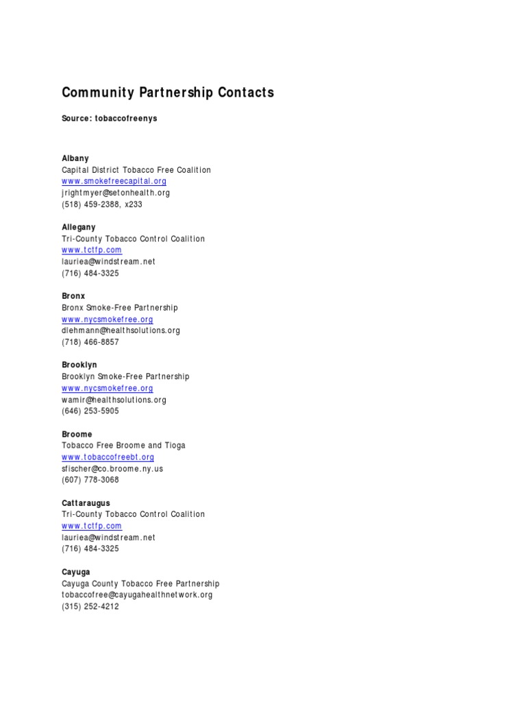 Community Partnership Contacts | PDF