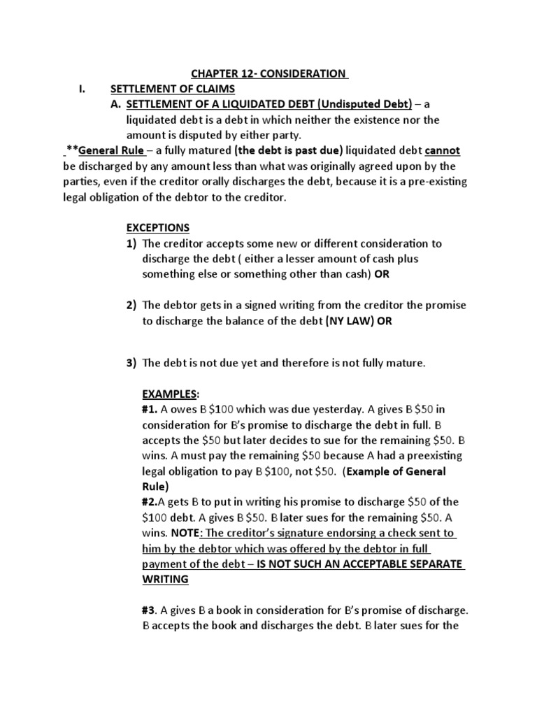Chapter 12 - Settlement of Claims-Unliquidated and Liquidated Debts ...