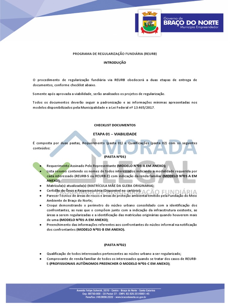 Reurb Modelo 00 Checklist Documentos | PDF