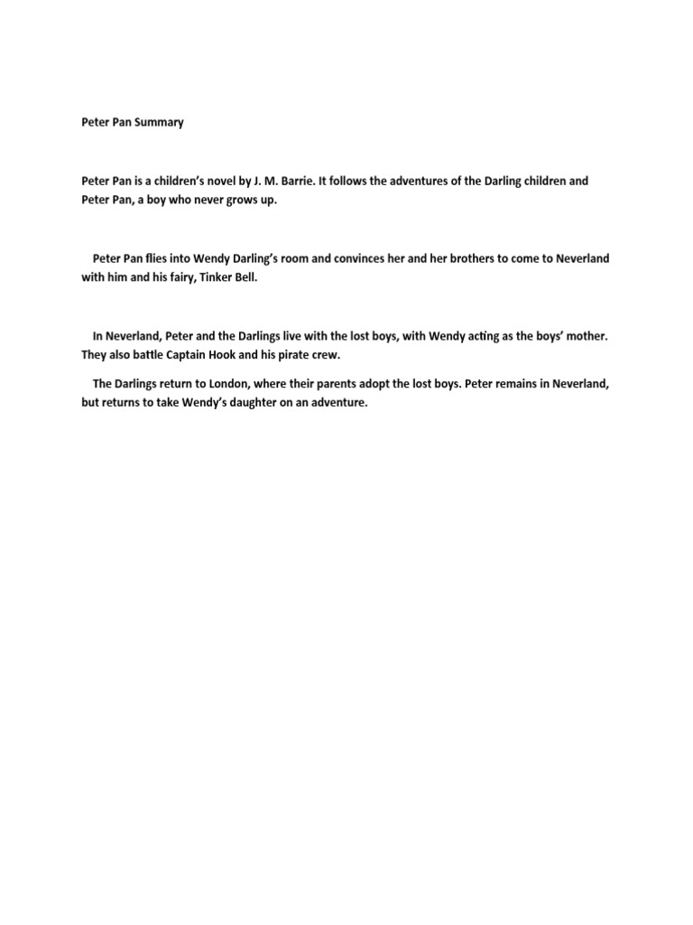 Peter Pan Summary | PDF