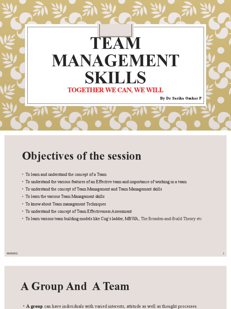 Team Management Skills PPTs | PDF | Goal | Attitude (Psychology)