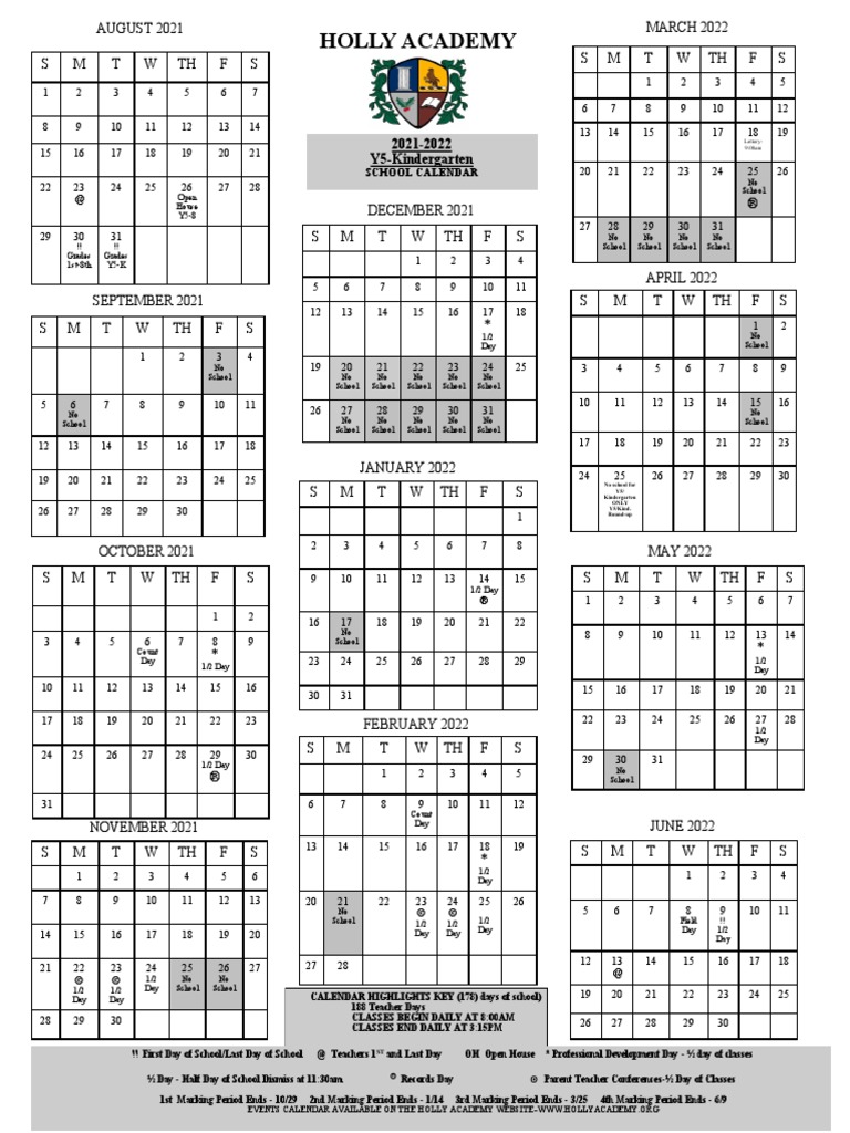 2021 2022 Y5 K School Calendar | PDF