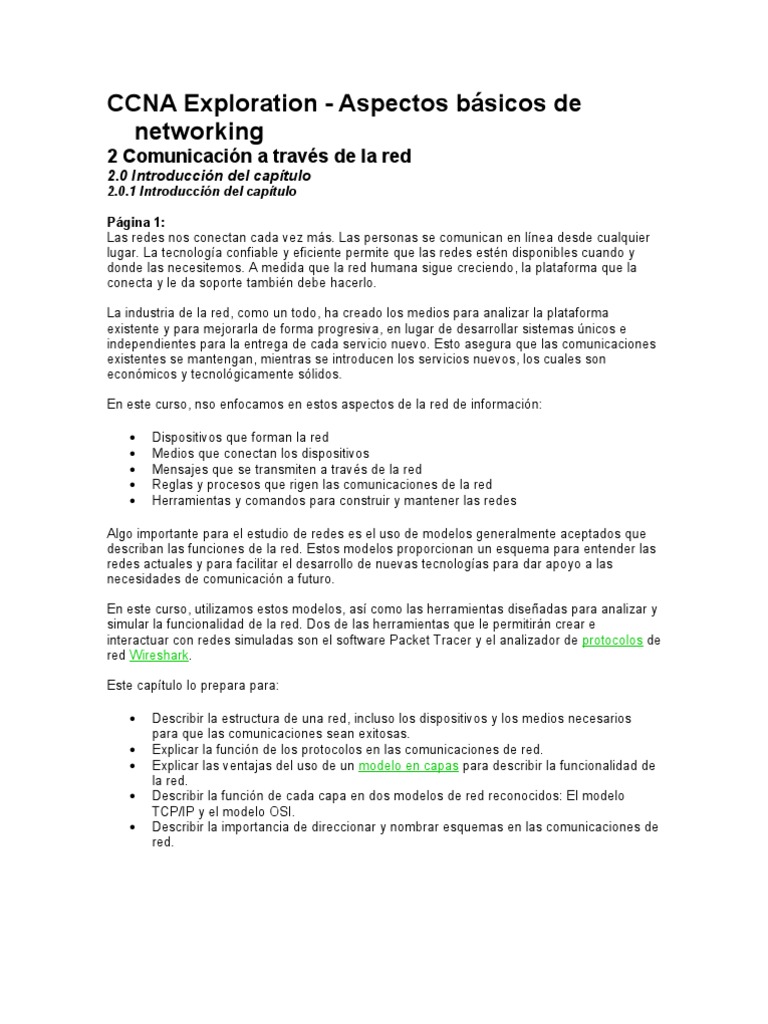 CCNA Exploration Aspectos Basicos de Networking | PDF | Protocolos de internet | Red de computadoras