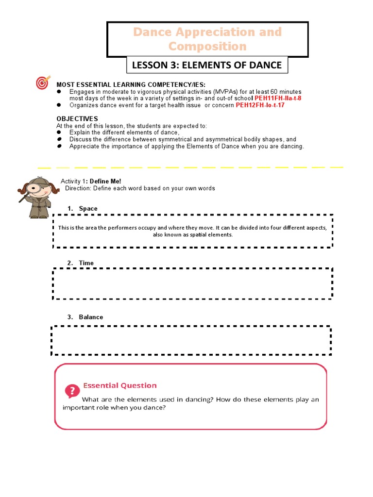 Dance Appreciation and Composition: Lesson 3: Elements of Dance | PDF ...