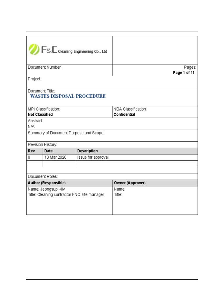 Wastes Disposal Procedure | PDF | Lubricant | Waste