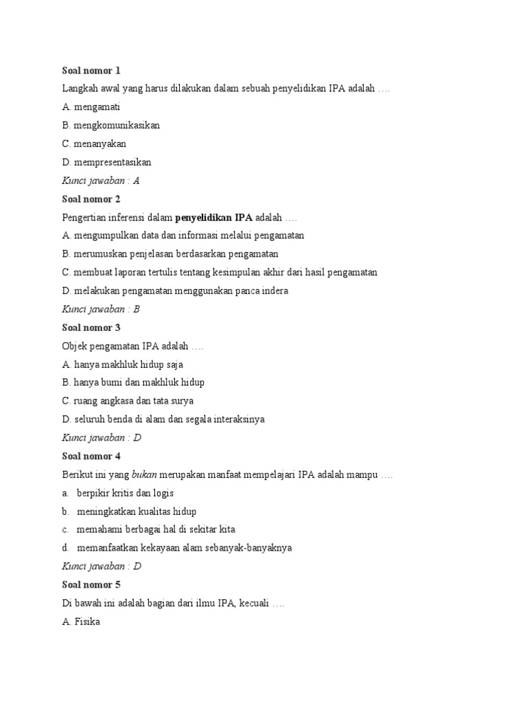 Kuis Ipa 7 | PDF | Seni | Sains & Matematika