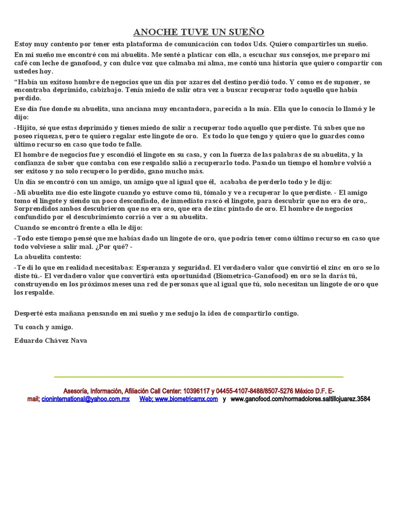 Anoche Tuve Un Sueño | PDF